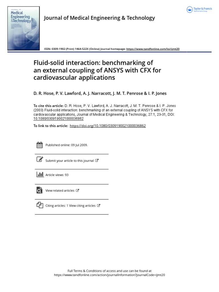 Fluid Solid Interaction Benchmarking of An External Coupling of ANSYS ...