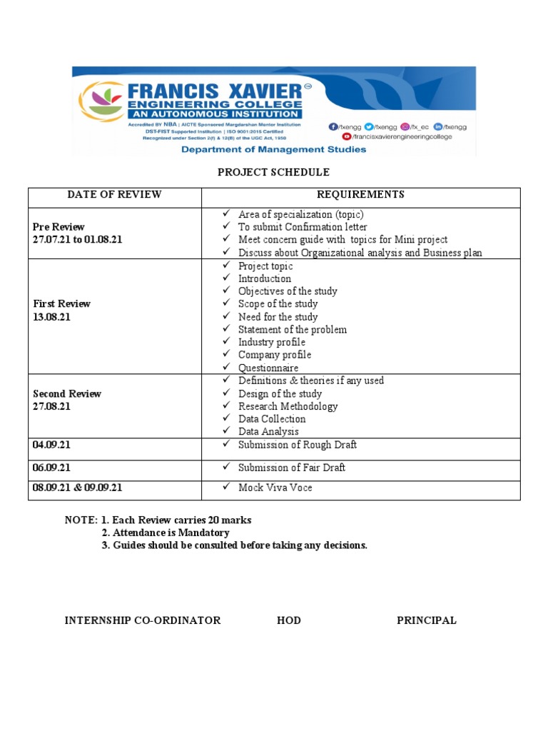 Internship Schedule Revised | PDF