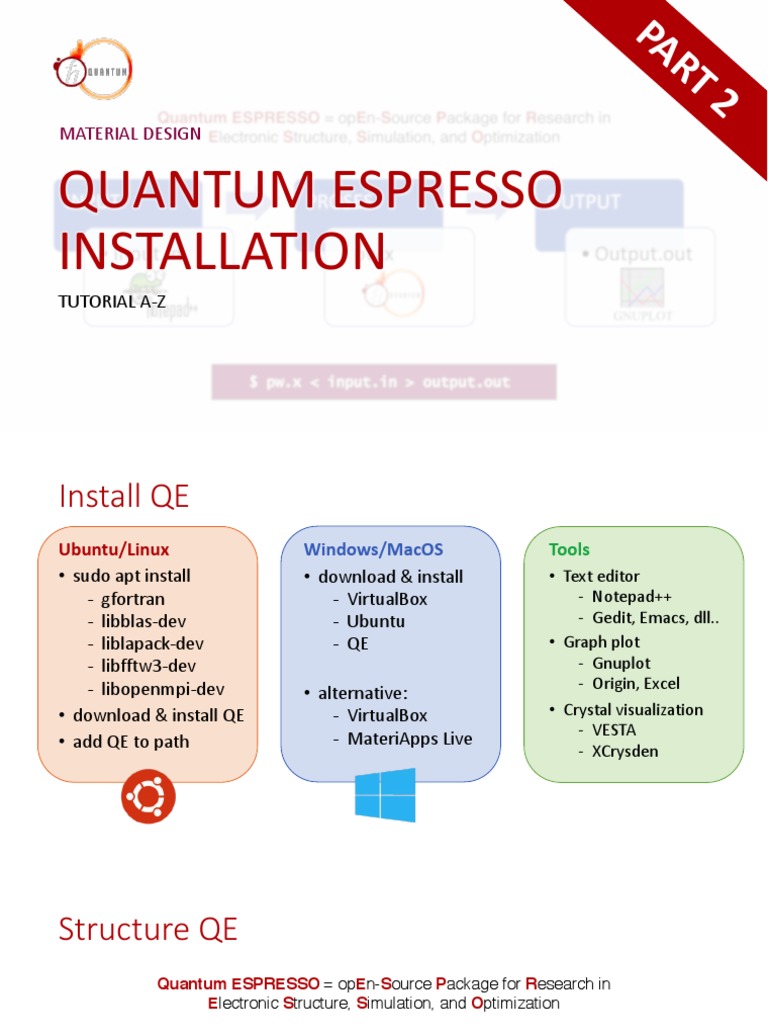 Quantum Espresso Installation: Material Design | PDF | System Software | Operating System Families