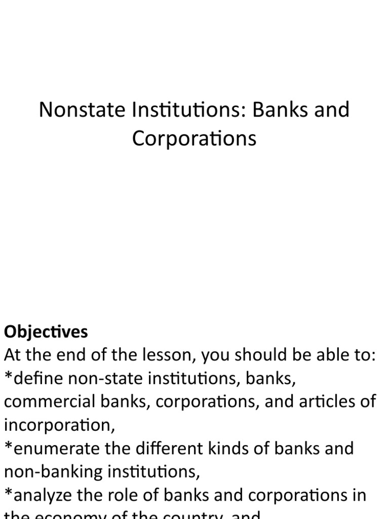 Non-State Institutions: Banks & Corporations | PDF | Banks | Corporations