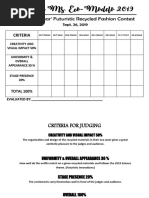 Fashion Show Judging Scorecard | PDF
