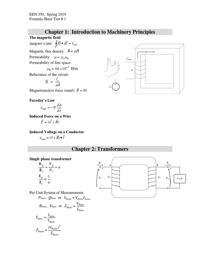 Electrotechnics N5 Formula Sheet | PDF | Science & Mathematics