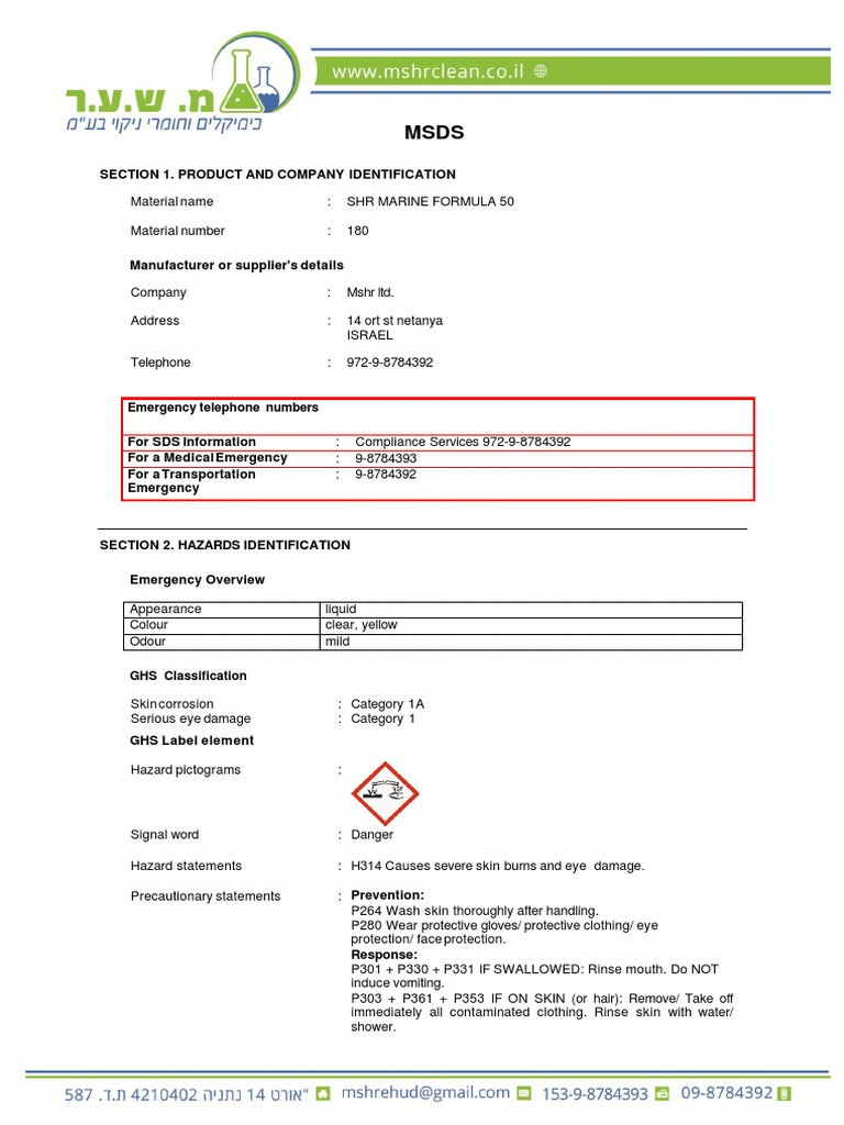Degreaser Formula 50 Msds | PDF | Dangerous Goods | Toxicity
