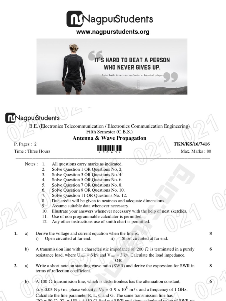 Awp Question Paper | PDF | Antenna (Radio) | Transmission Line