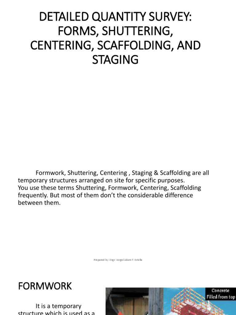 05 Detailed Quantity Survey - Forms, Scaffolding and Staging | PDF | Framing (Construction ...