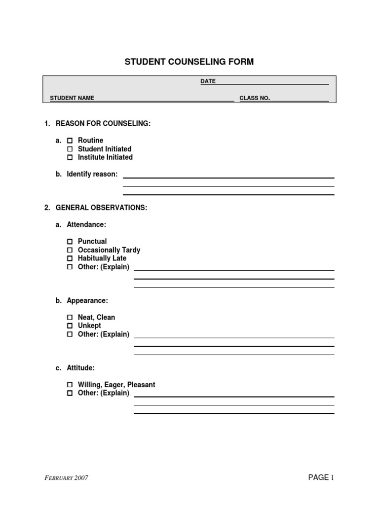 Student Counseling Form in PDF | PDF | Career & Growth