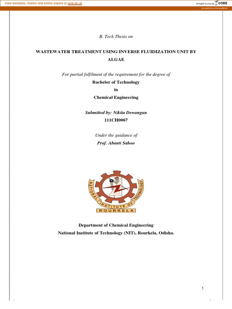 Wastewater Treatment Using Inverse Fluidization Unit by Algae | PDF ...