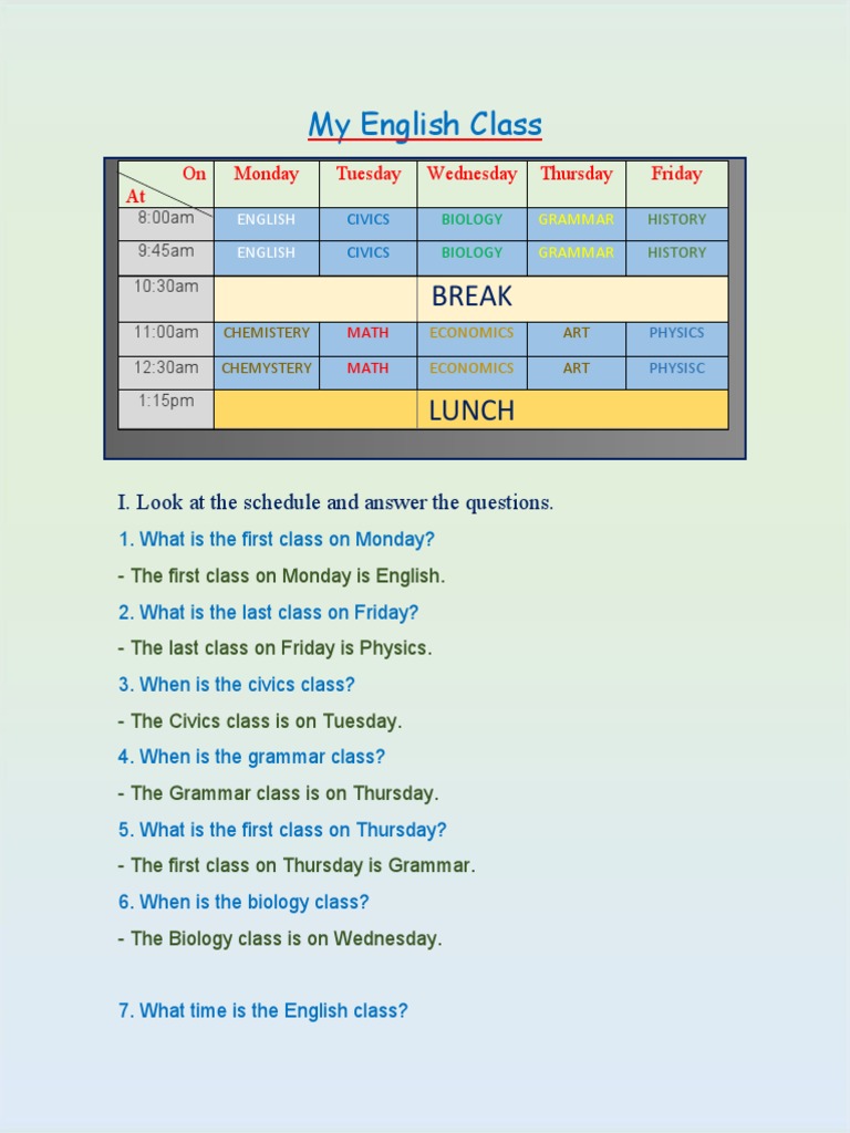 My English Class | PDF