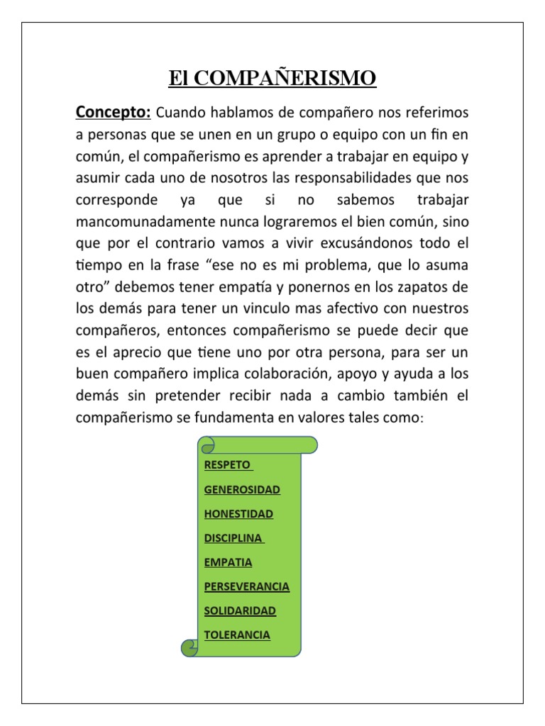 Importancia del Compañerismo en Equipos | PDF | Empatía | Conceptos ...
