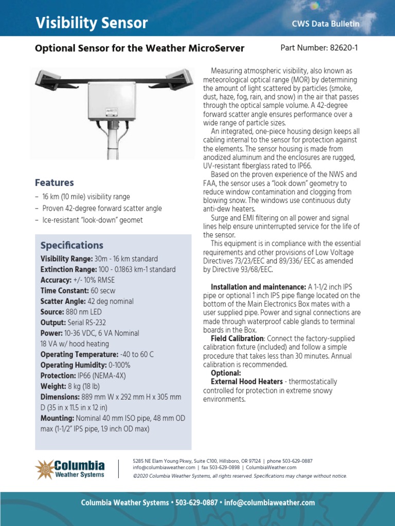 Visibility Sensor: Optional Sensor For The Weather Microserver | PDF ...