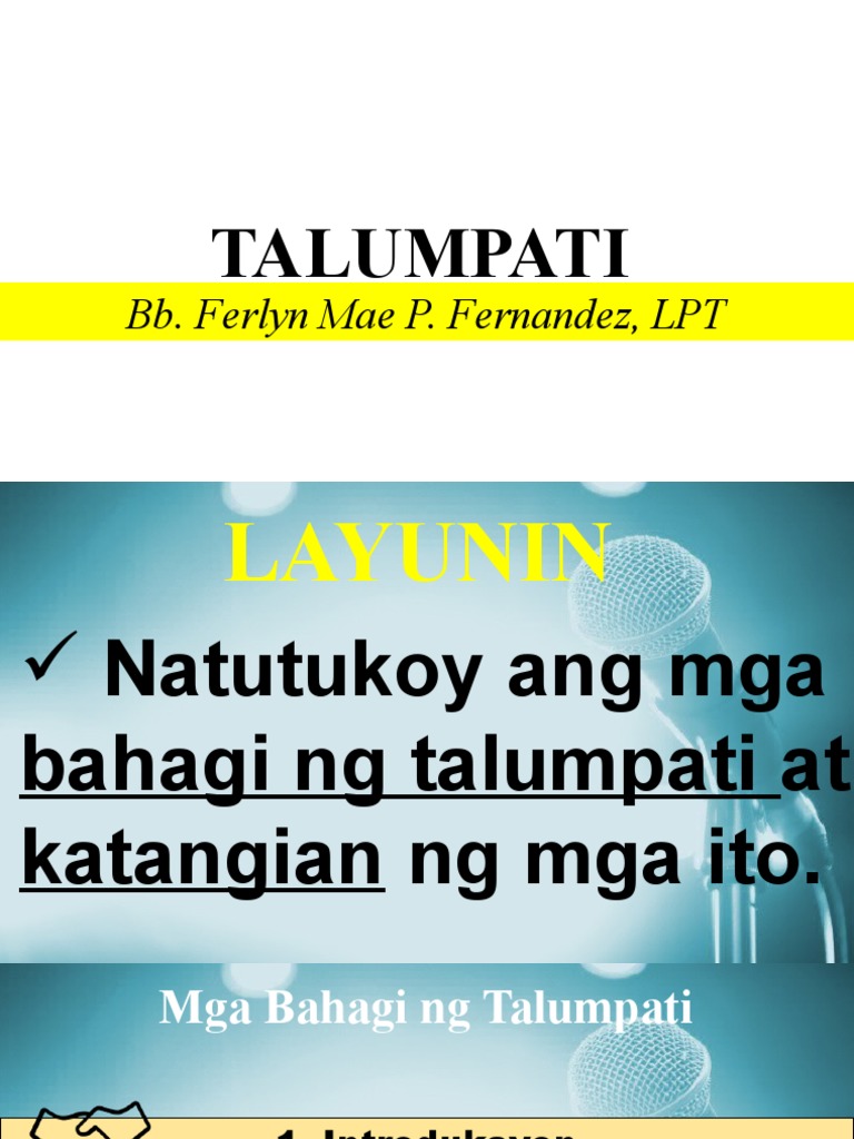 Mga Bahagi NG Talumpati | PDF