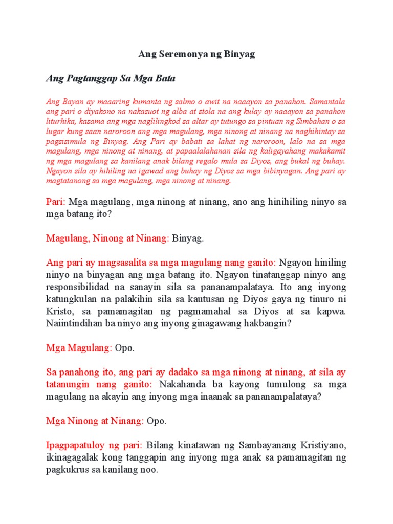 Ang Seremonya NG Binyag | PDF