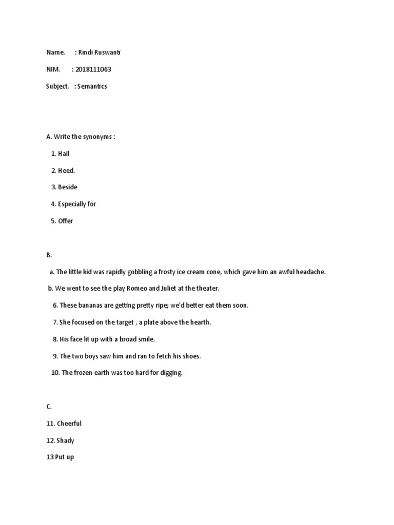 Assignment 4 Semantics | PDF