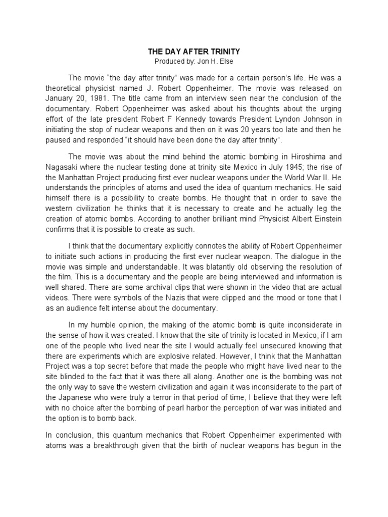 The Day After Trinity | PDF | Science