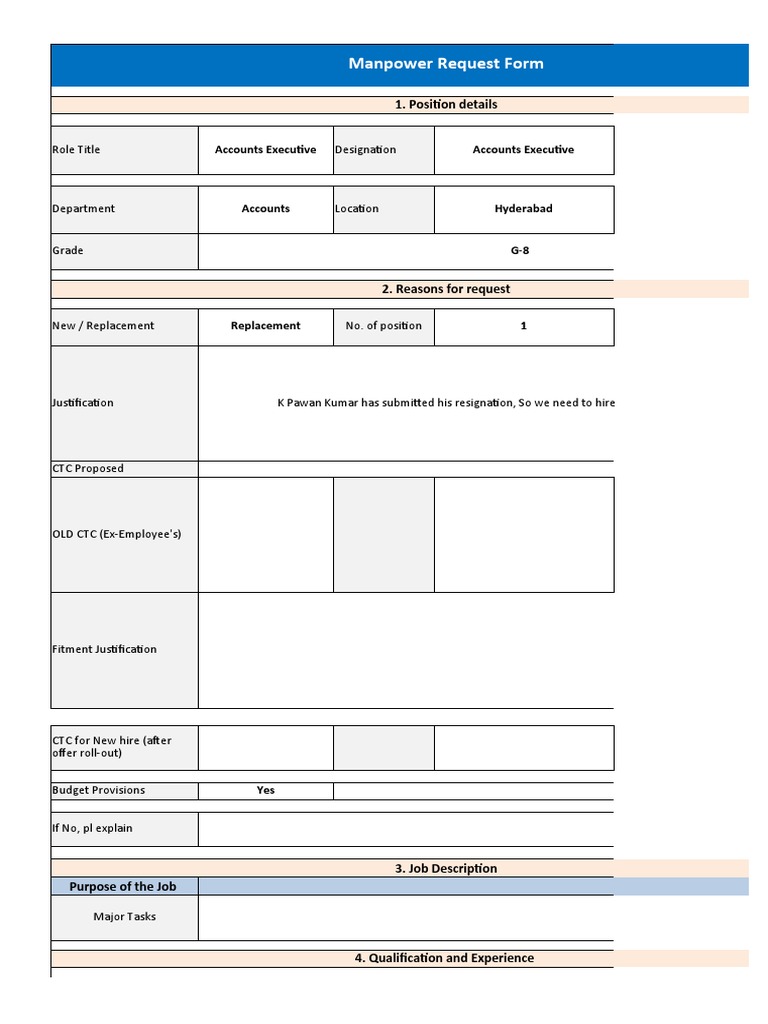 Manpower Requisition Form Template | PDF