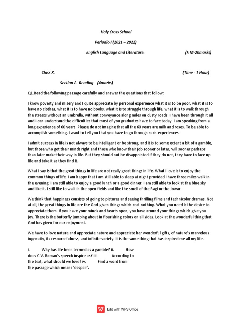 Class 10 English | PDF