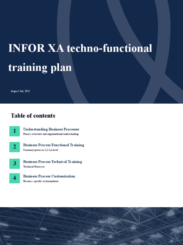 INFOR XA Training Plan - Overview | PDF | Inventory | Business Process