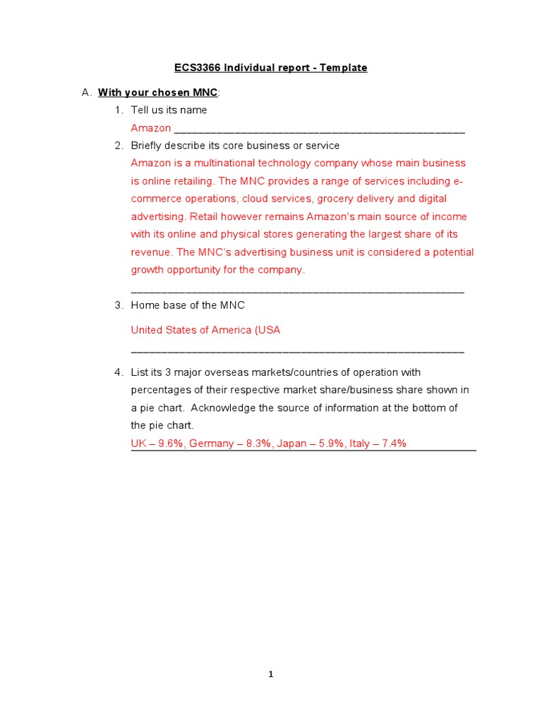 Amazon MNC FX Analysis and Risks Report | PDF | Multinational ...