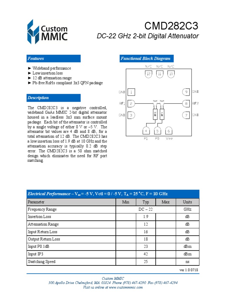 CMD282C3 Data Sheet | PDF | Decibel | Printed Circuit Board