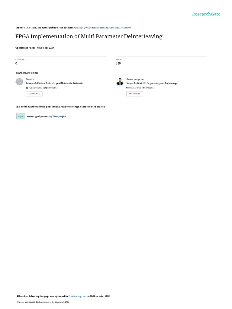 FPGA Implementation of Multi Parameter Deinterleaving: November 2019 | Download Free PDF ...