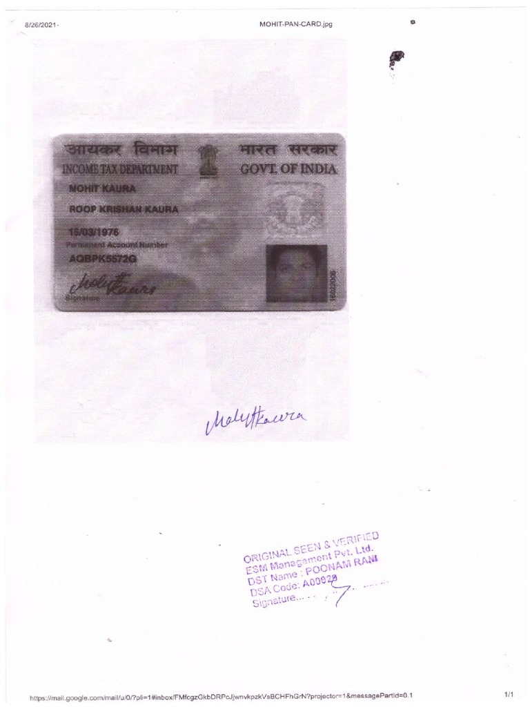 Mohit Pan Card-Compressed | PDF