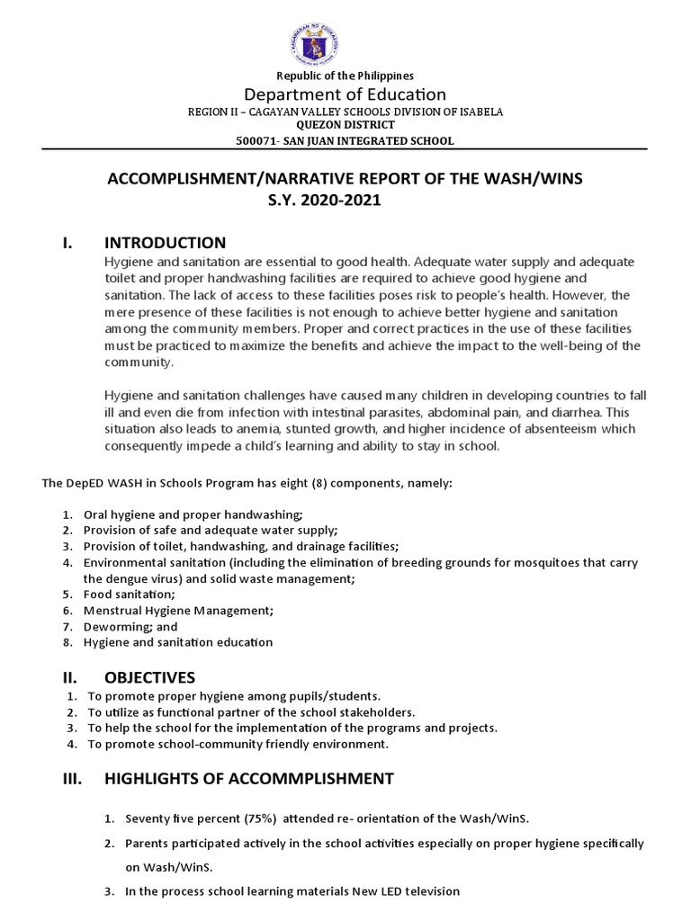 Accomplishment Report of The Homeroom Pta | PDF | Wash | Hygiene