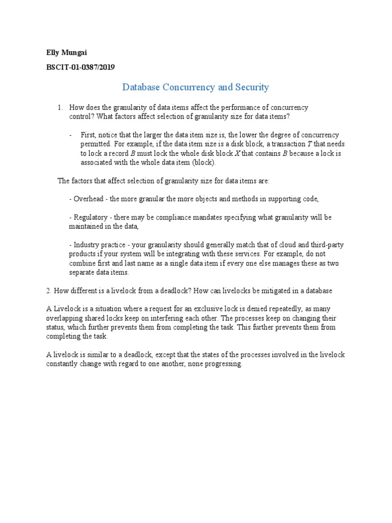 Database Concurrency Assignment | PDF