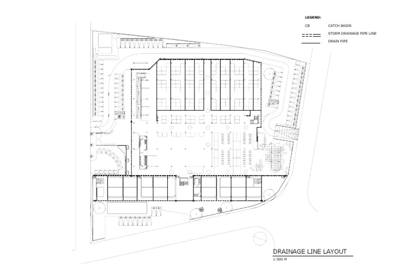 Drainage Line Layout: CB Catch Basin Storm Drainage Pipe Line Drain ...