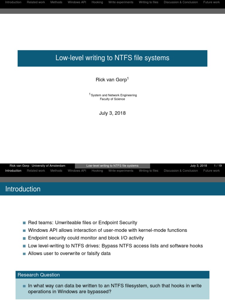 Low-Level Writing To NTFS File Systems: Rick Van Gorp | PDF | Device ...