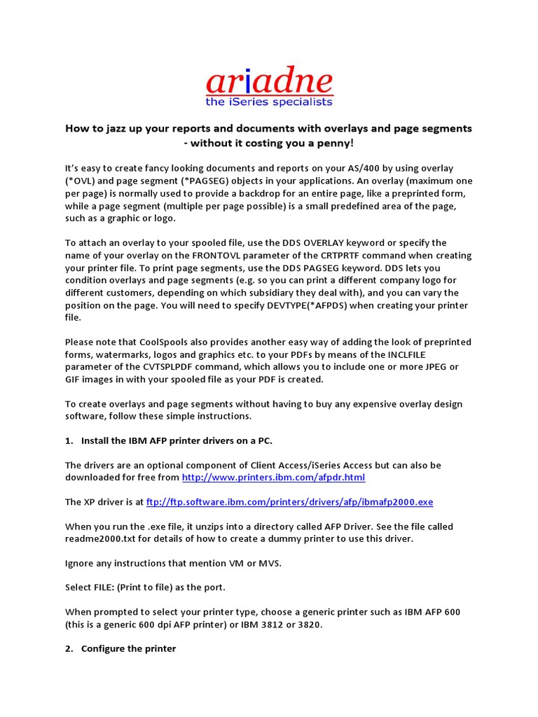 AS/400 Document Design Tips | PDF | File Transfer Protocol | Printer ...