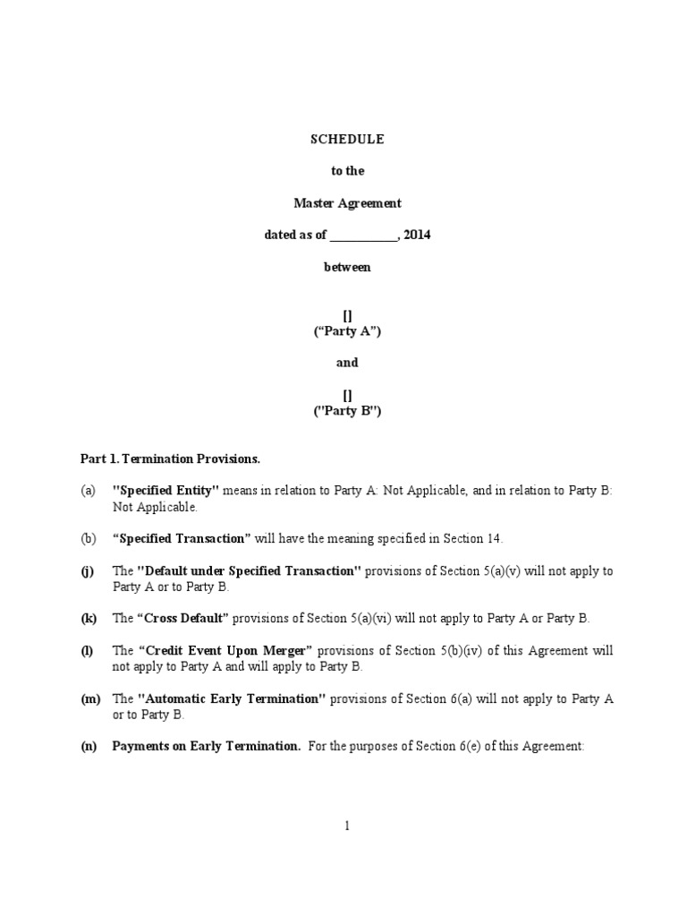 Schedule - Modelo ISDA Master Agreement - Entidades Públicas | PDF ...