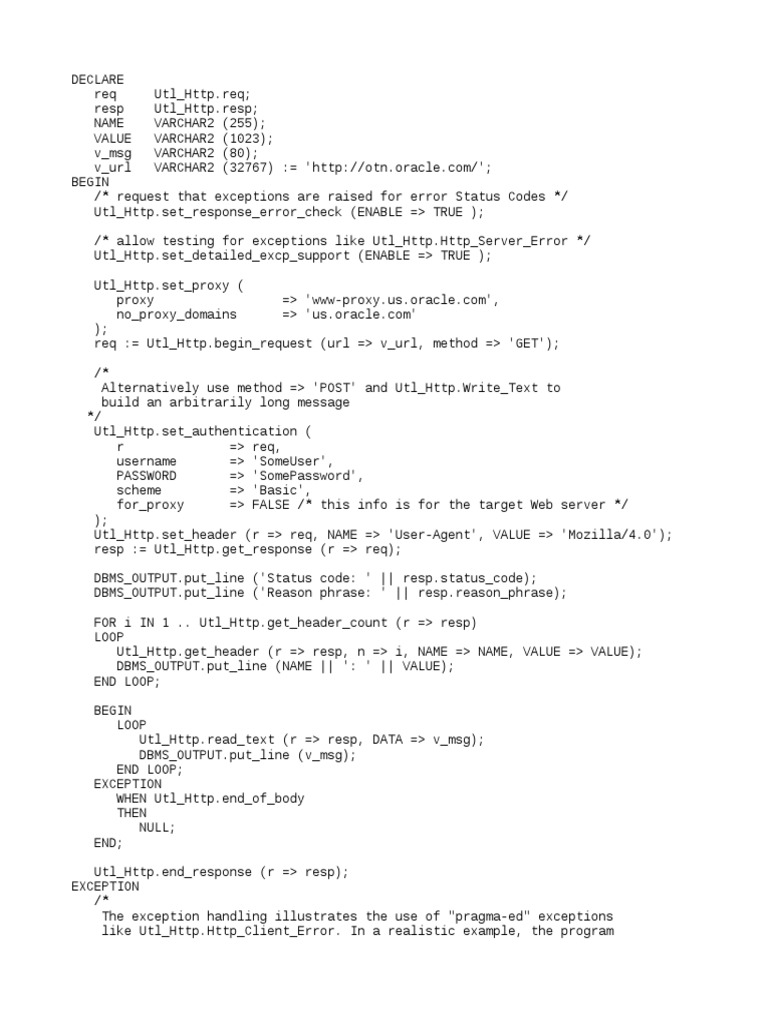 URL Call From PLSQL Block | PDF | Pl/Sql | Computing