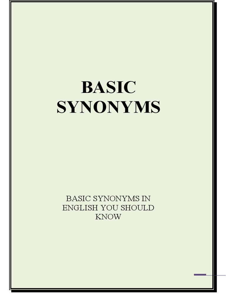 Basic Synonyms in English You Should Know | PDF