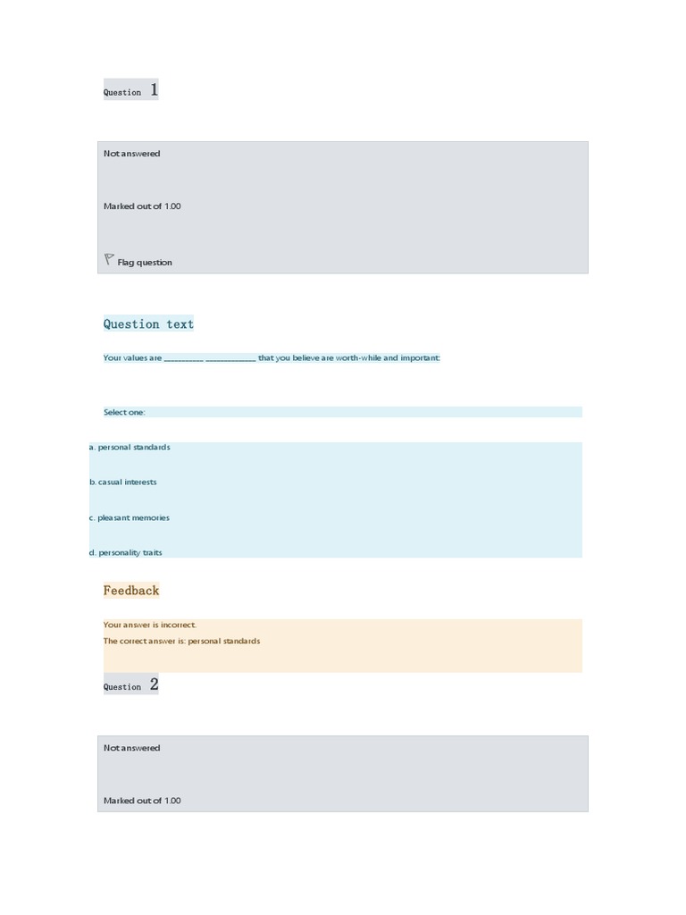 Question Text: Feedback | PDF | Question | Self Concept