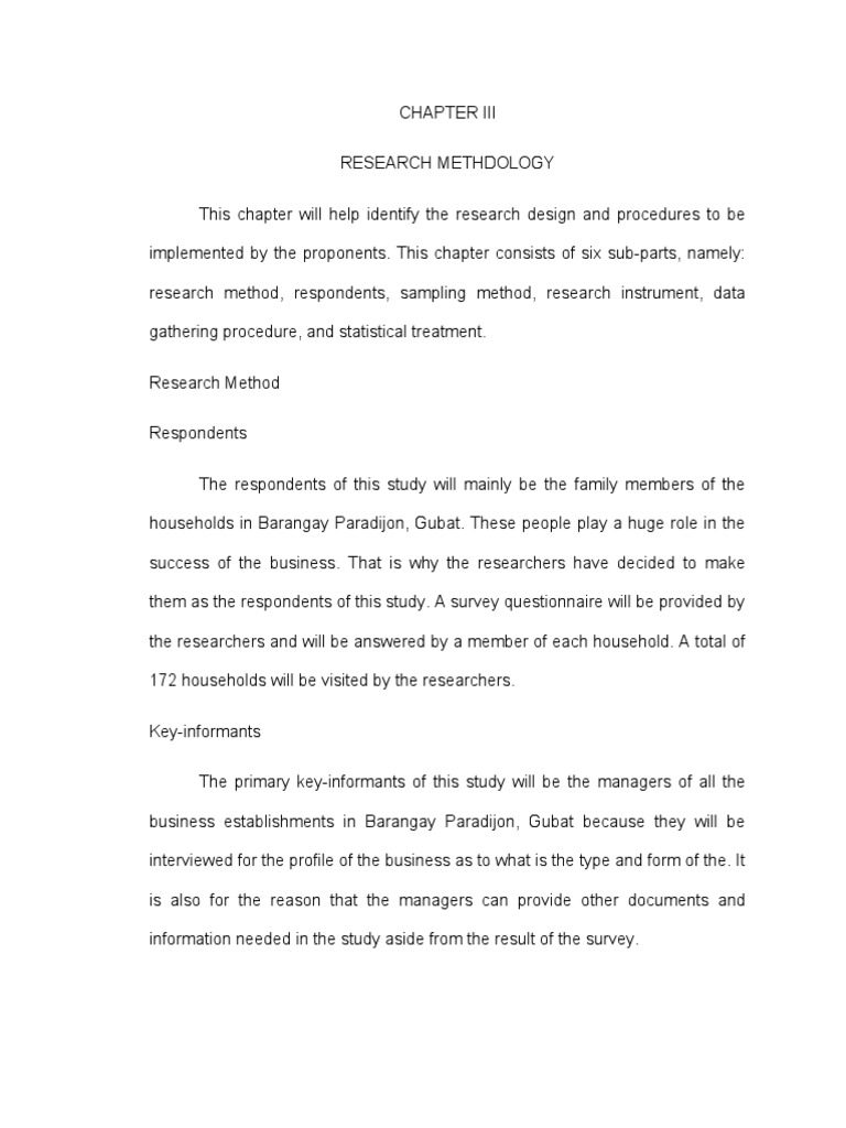 CHAPTER III 3is | PDF | Sampling (Statistics) | Survey Methodology