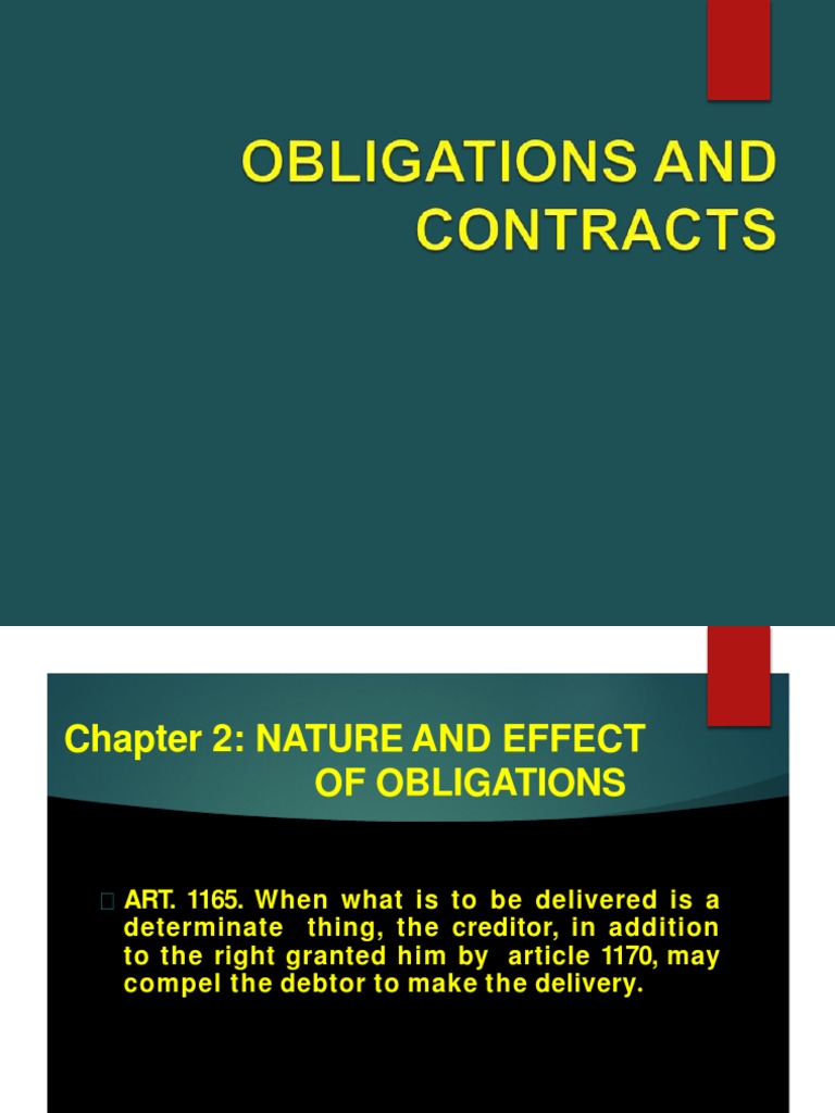 Nature and Effect of Obligations | PDF | Law Of Obligations | Interest
