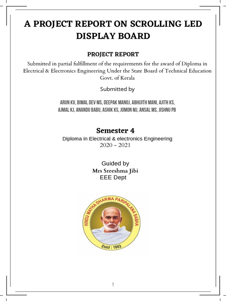 A Project Report On Scrolling Led Display Board: Semester 4 | PDF ...