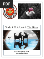 The Giver Unit Plan | PDF | The Giver | Reading (Process)