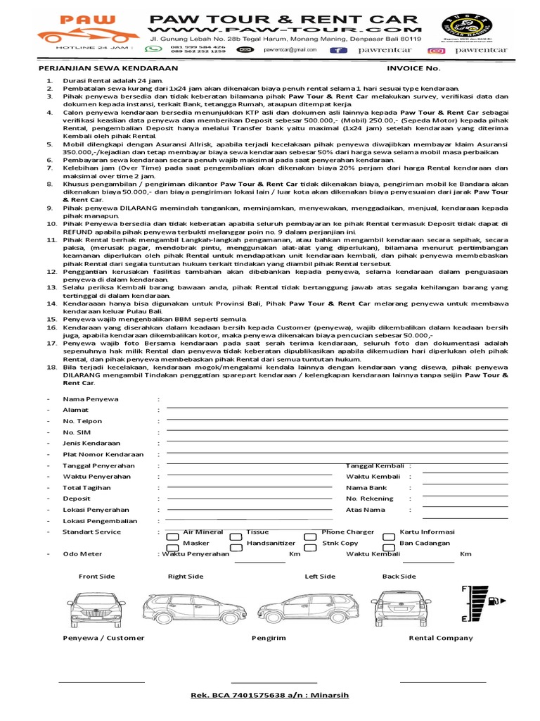 Invoice Sewa Mobil | PDF