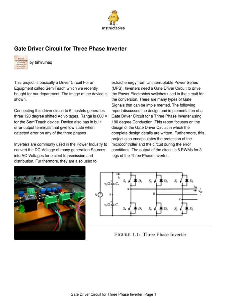 Gate Driver Circuit For Three Phase Inverter | PDF | Power Inverter ...