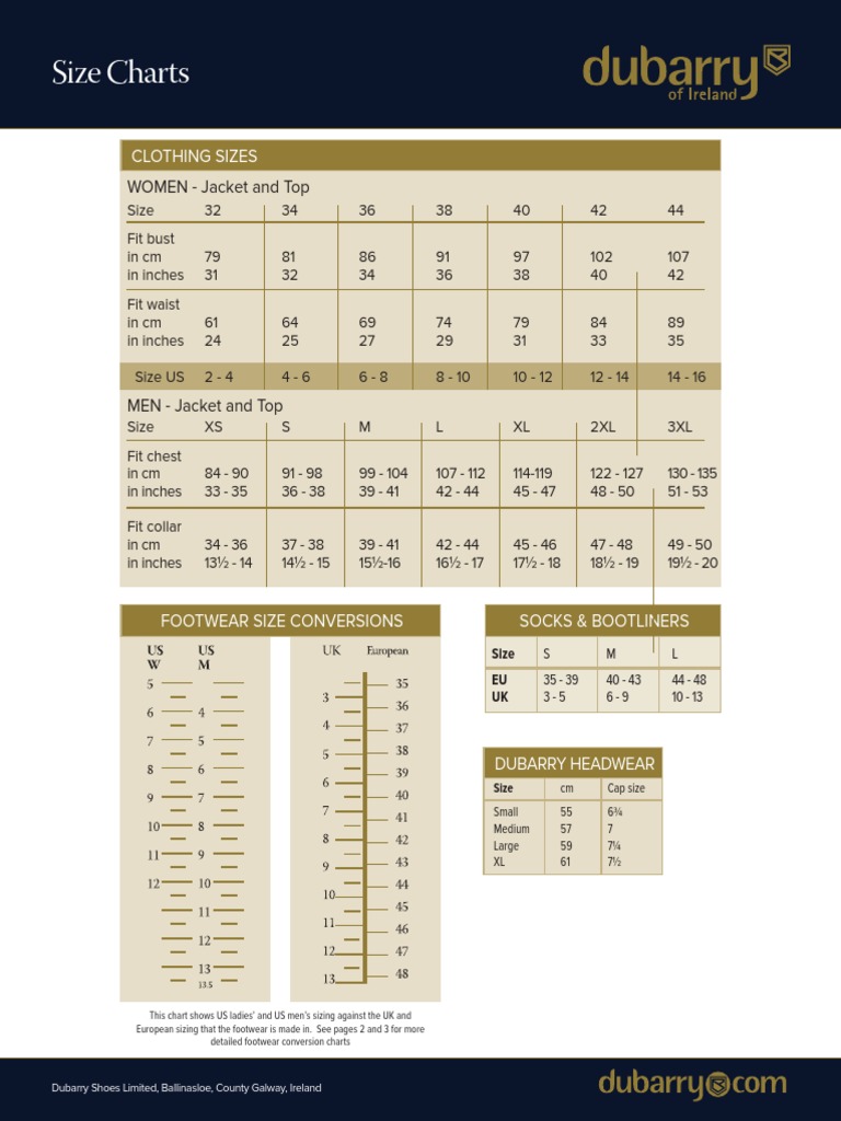 Size Charts: Clothing Sizes | PDF | Human Appearance | Footwear