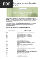 Códigos de Error Aire Acondicionado York | PDF | Aire acondicionado | Tecnologías de gas