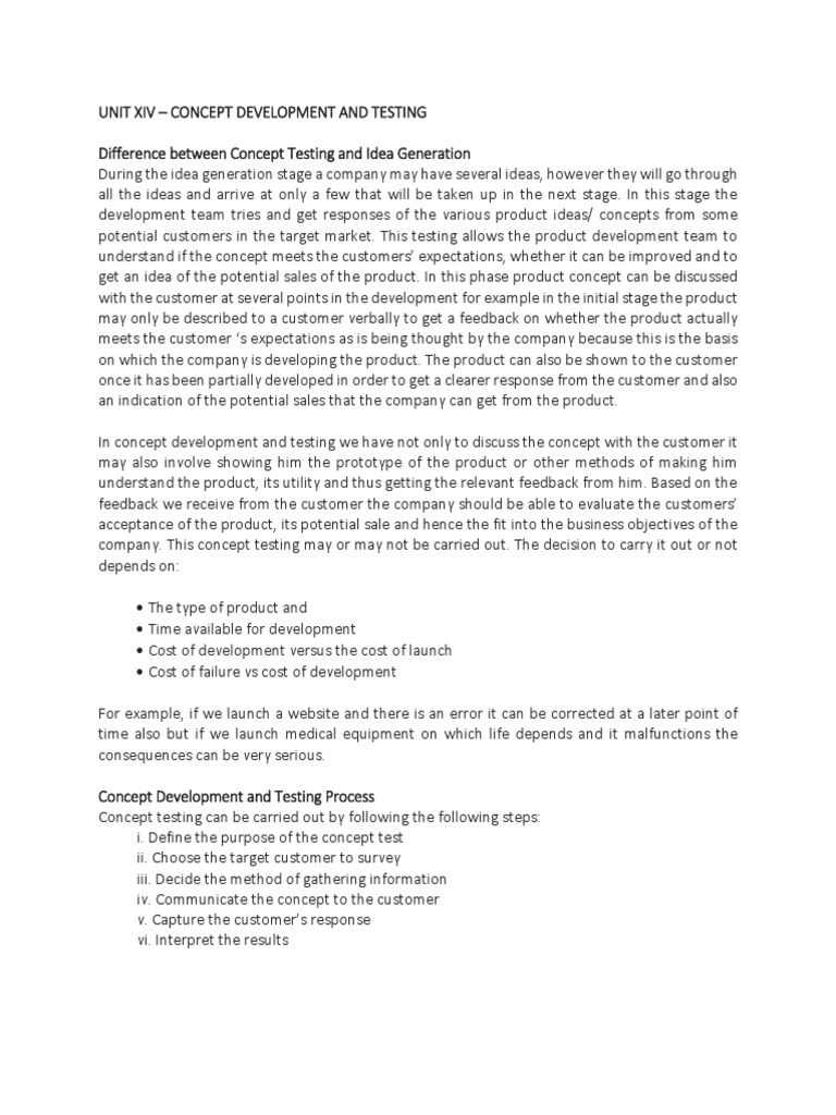 Unit 14 Concept Development and Testing | PDF | Survey Methodology ...