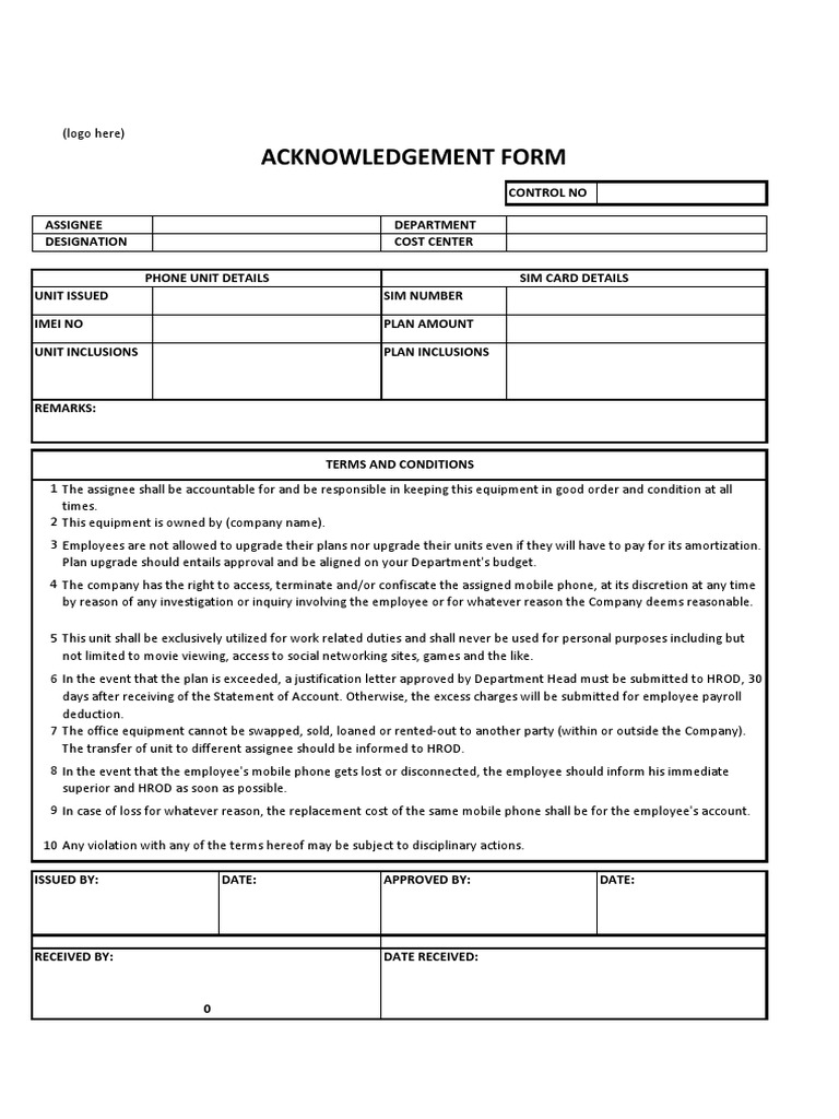Accountability Form Template