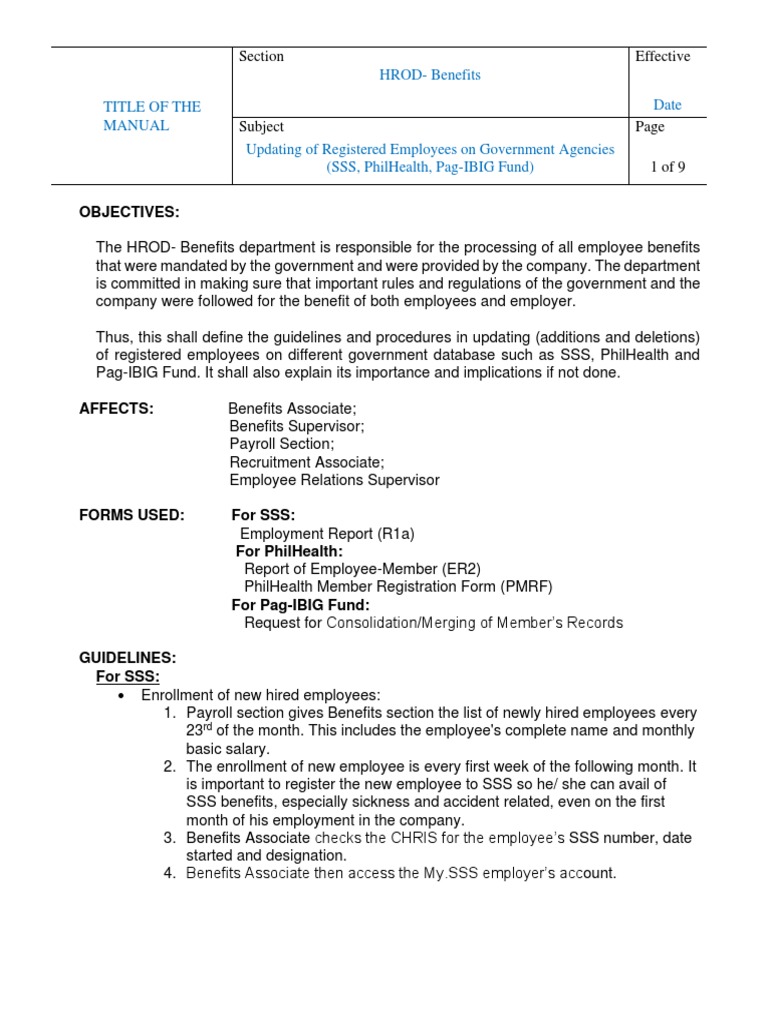 Updating of Registered Employees (SSS, PHIC, HDMF) | PDF | Employment ...
