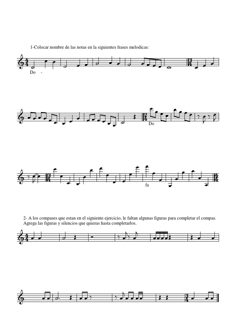 Ejercicios NOTAS Y COMPAS | PDF