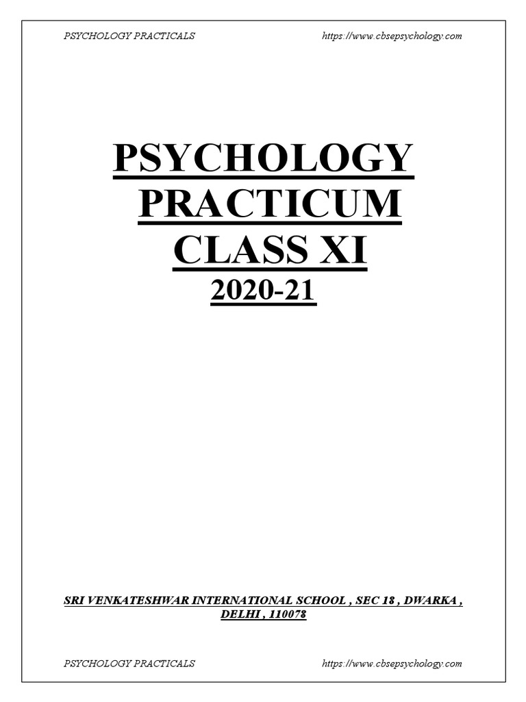 Class 11 Psychology Practical Guide | PDF | Validity (Statistics ...