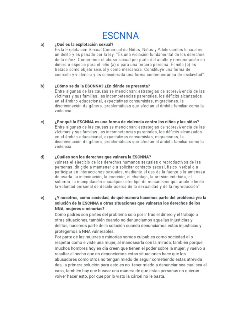 ESCNNA | PDF | Abuso sexual | Violencia