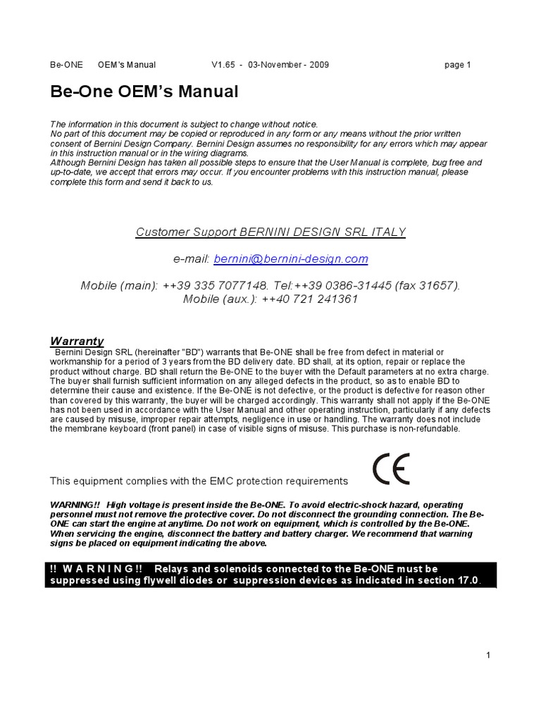 Be-One OEM's Manual | PDF | Electrical Resistance And Conductance ...