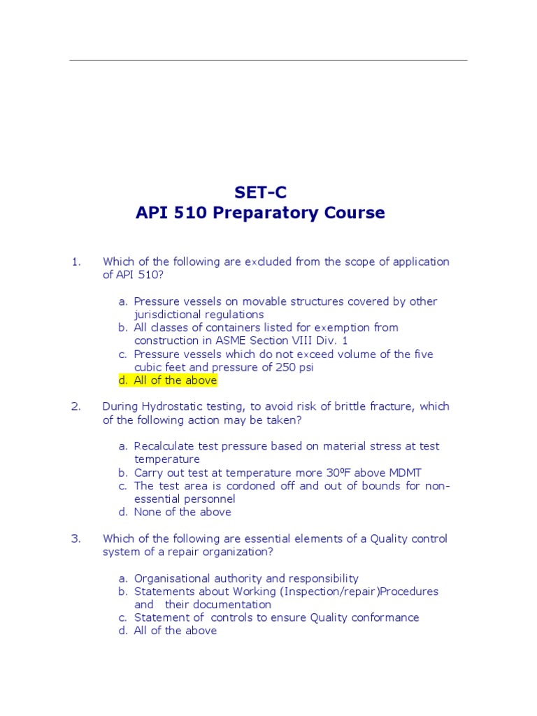 Set-C API 510 Preparatory Course | Download Free PDF | Nondestructive ...